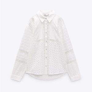 Zara | Tops | Nwt Zara Embroidered Cotton Shirt | Poshmark